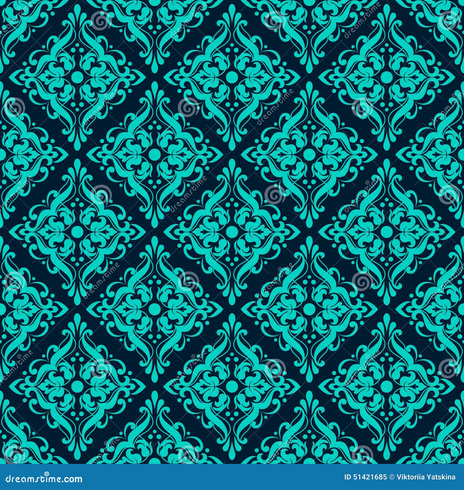 Luxury Damask Seamless Pattern. Blue Color Stock Vector - Illustration ...