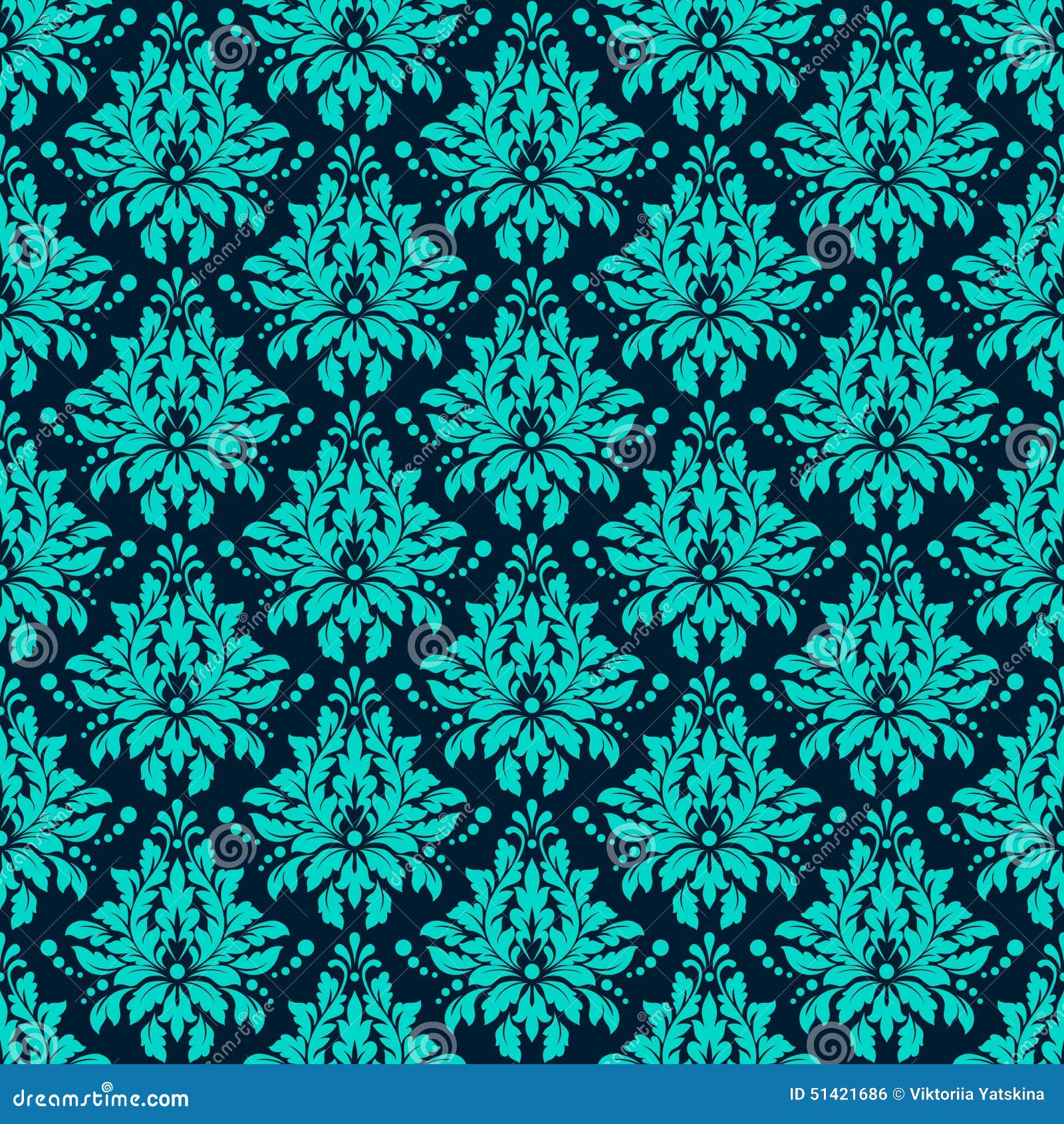 Luxury Damask Seamless Pattern. Blue Color Stock Vector - Illustration ...