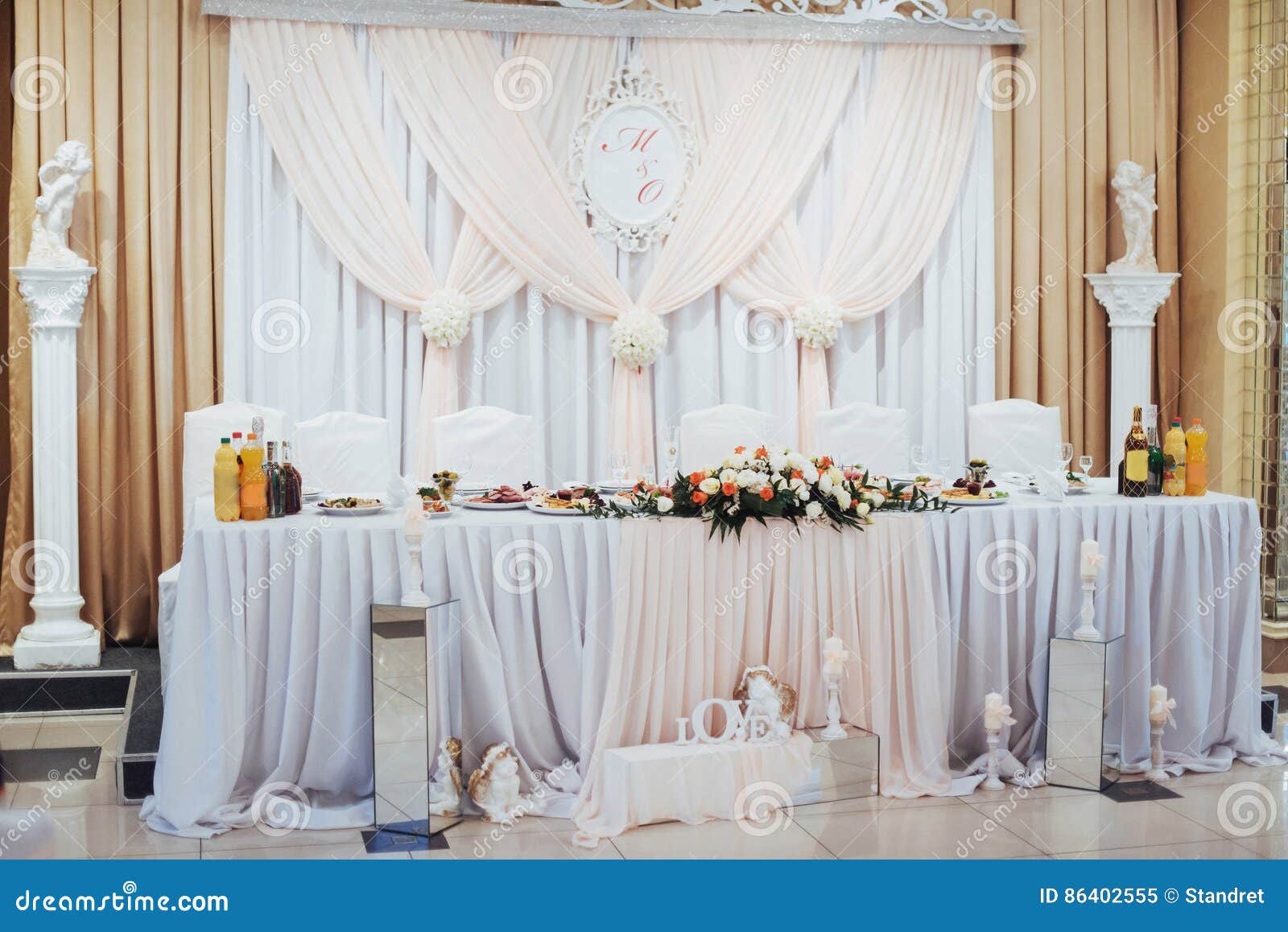 Luxury Decorated Main Table in the Wedding Hall Stock Image - Image of ...