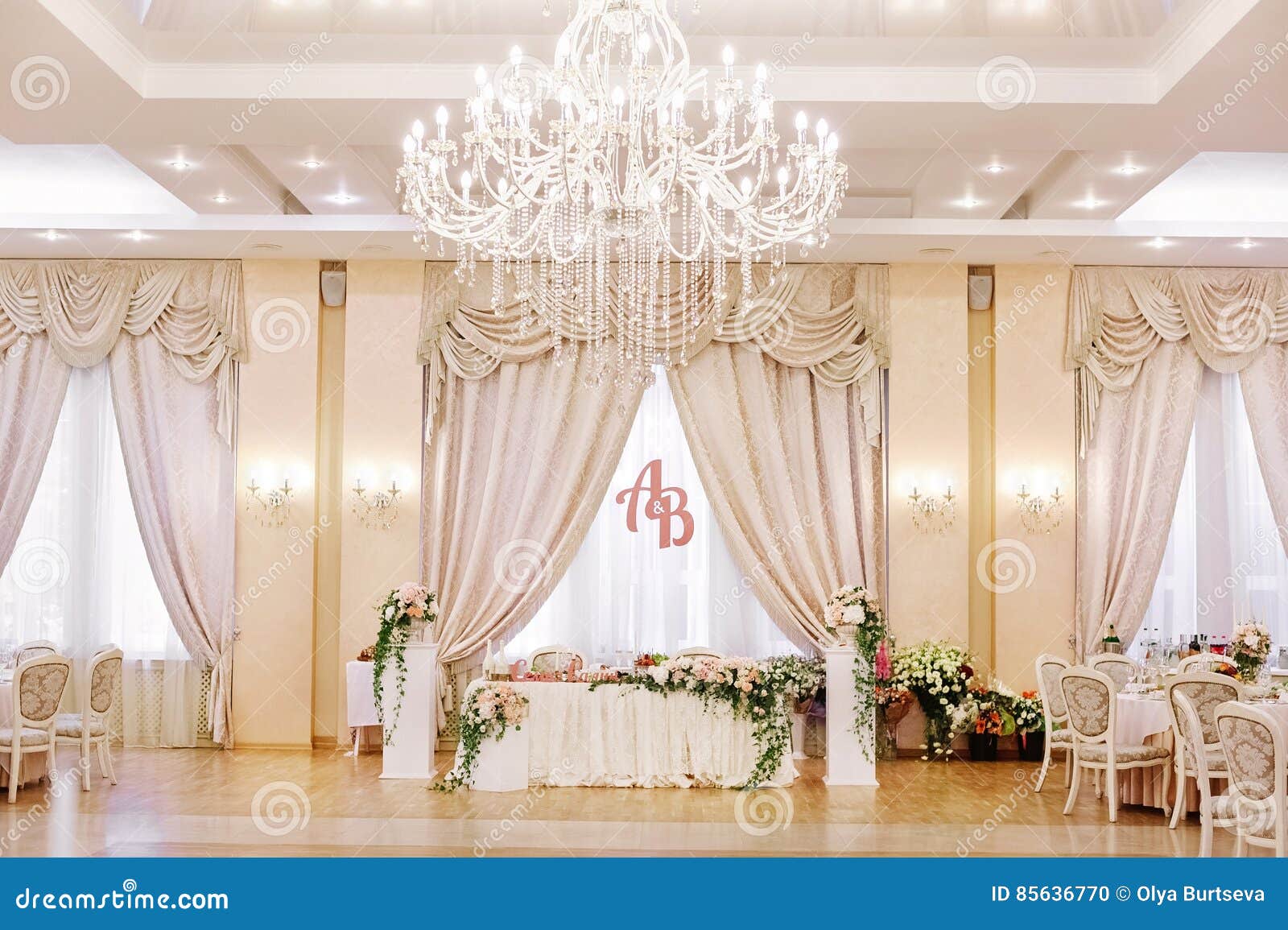 Luxury Decorated Marriage Couple Table Stock Photo - Image of chair ...