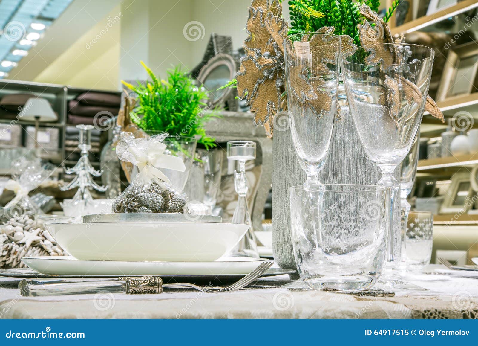 Decorated Table Ready For Dinner. Beautifully Decorated Table Set With ...