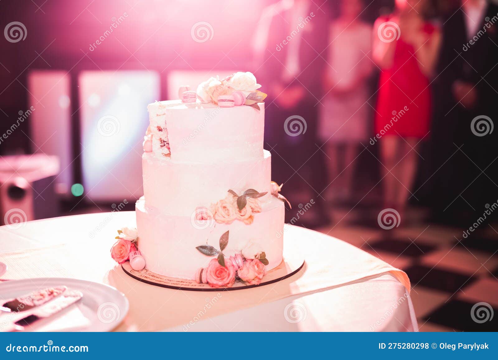 Luxury Decorated Wedding Cake on the Table Stock Photo - Image of ...