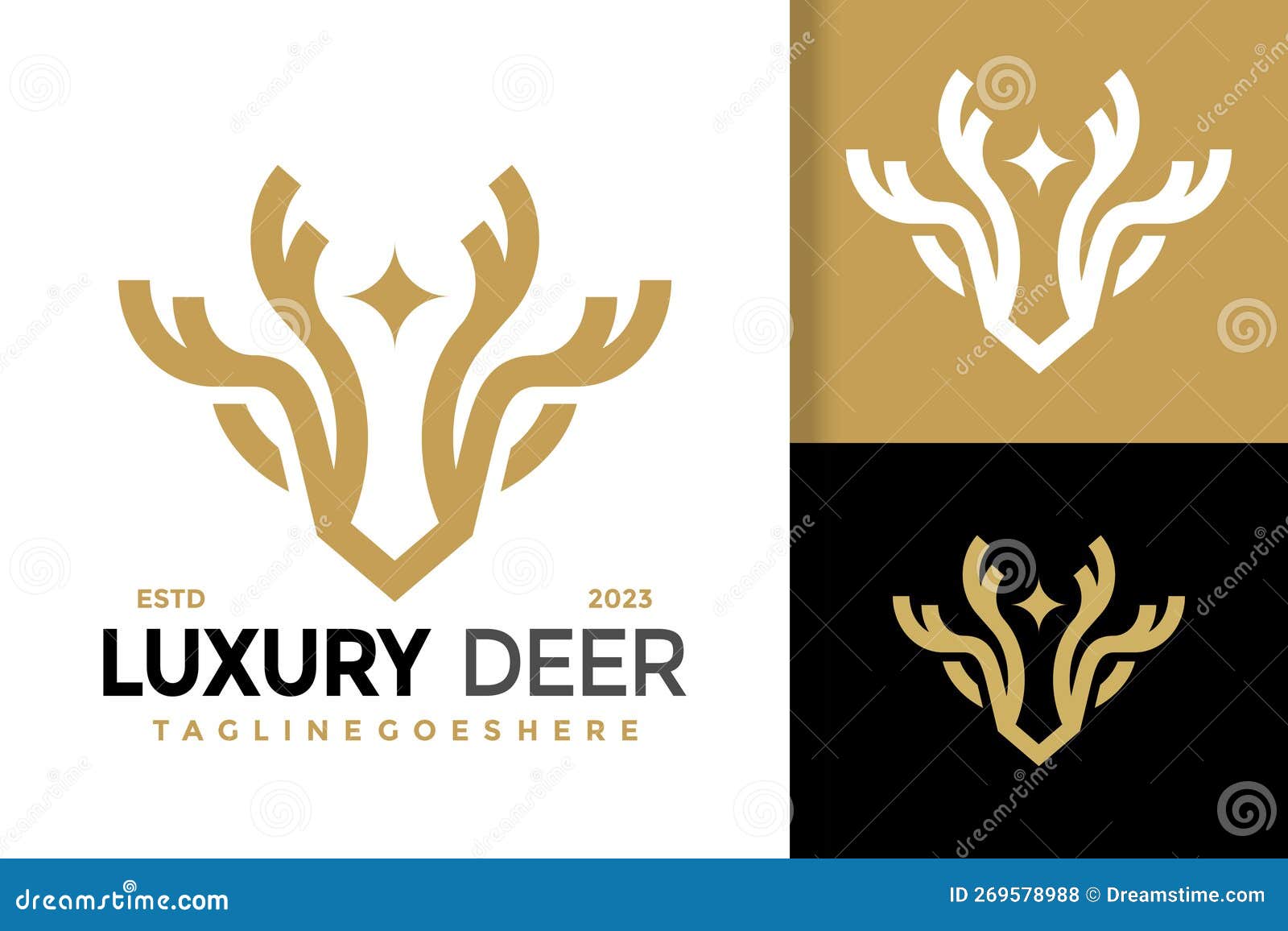 Deer Logos Collection: Set Of Isolated White Background Designs Royalty ...