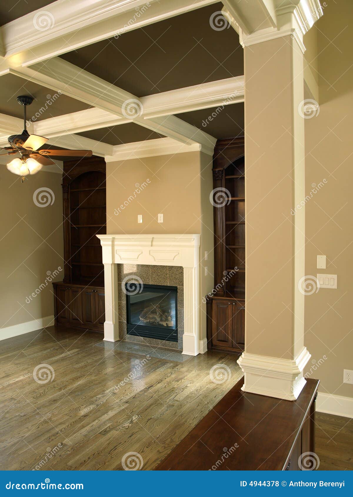 Luxury Den with fireplace stock photo. Image of room, wood - 4944378