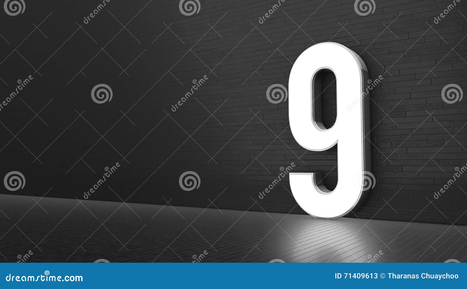 Luxury Design 3d Number 9 with Floor and Wall Stock Illustration ...