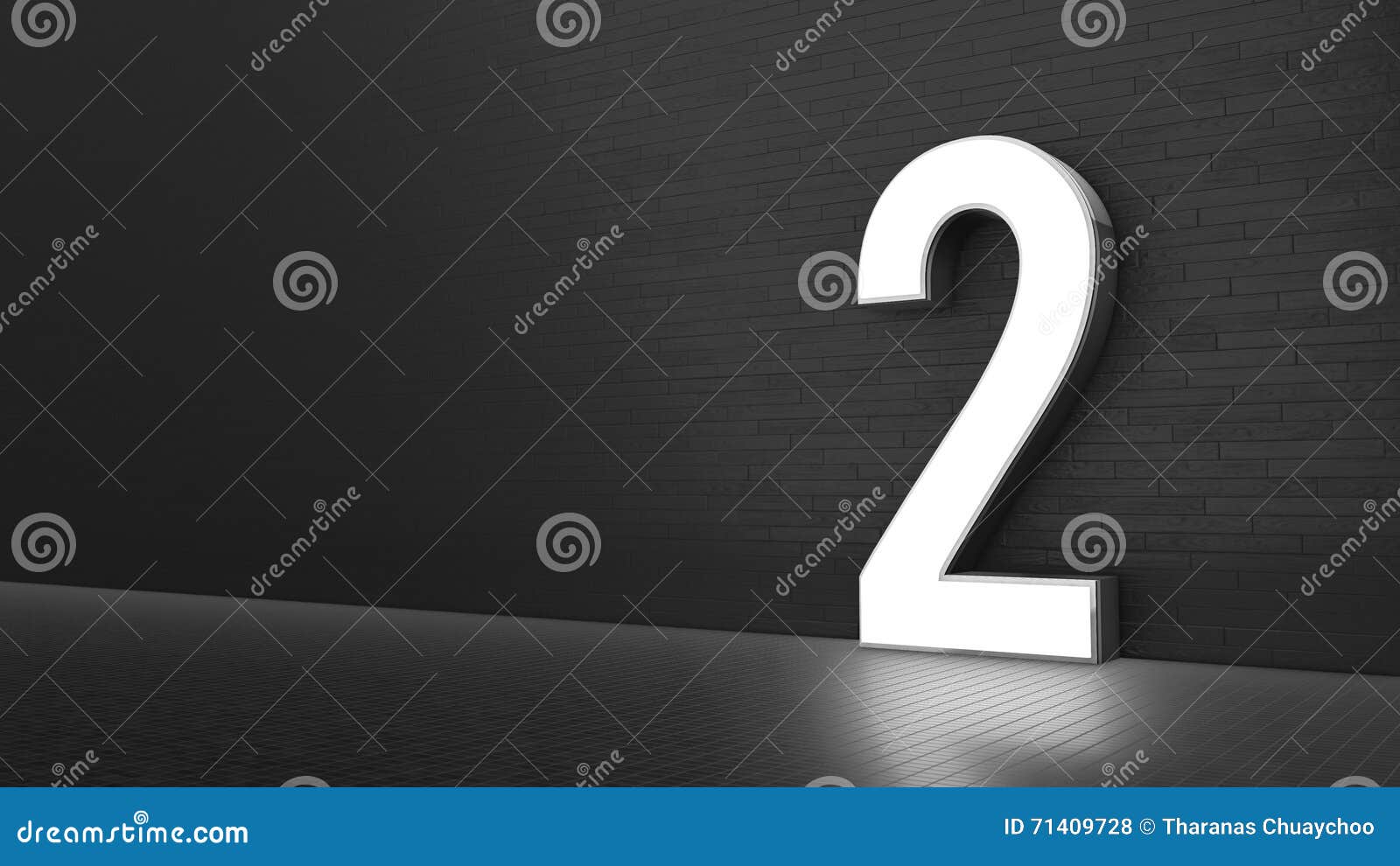 Luxury Design 3d Number 2 with Floor and Wall Stock Illustration ...