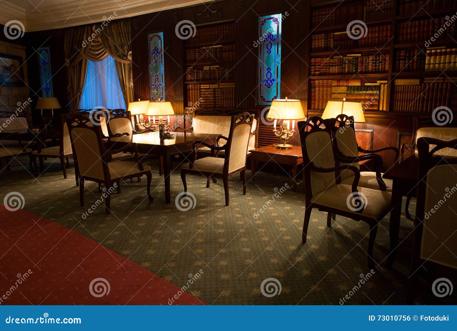 Luxury Design Vintage Night Club with Library Stock Photo - Image of ...