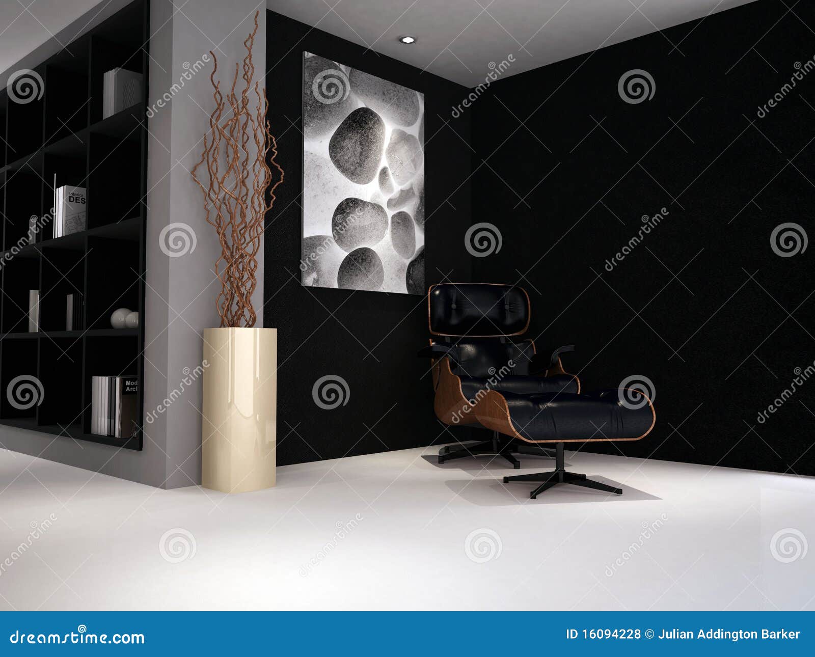 A Luxury Designed Study Lounge Room Stock Photo - Image of retro ...