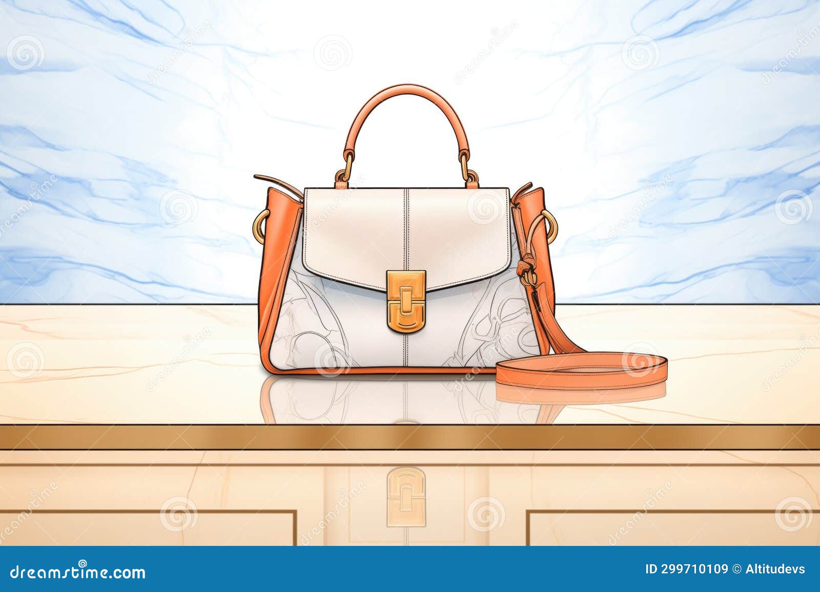 Luxury Designer Handbag on a Marble Table Stock Illustration ...