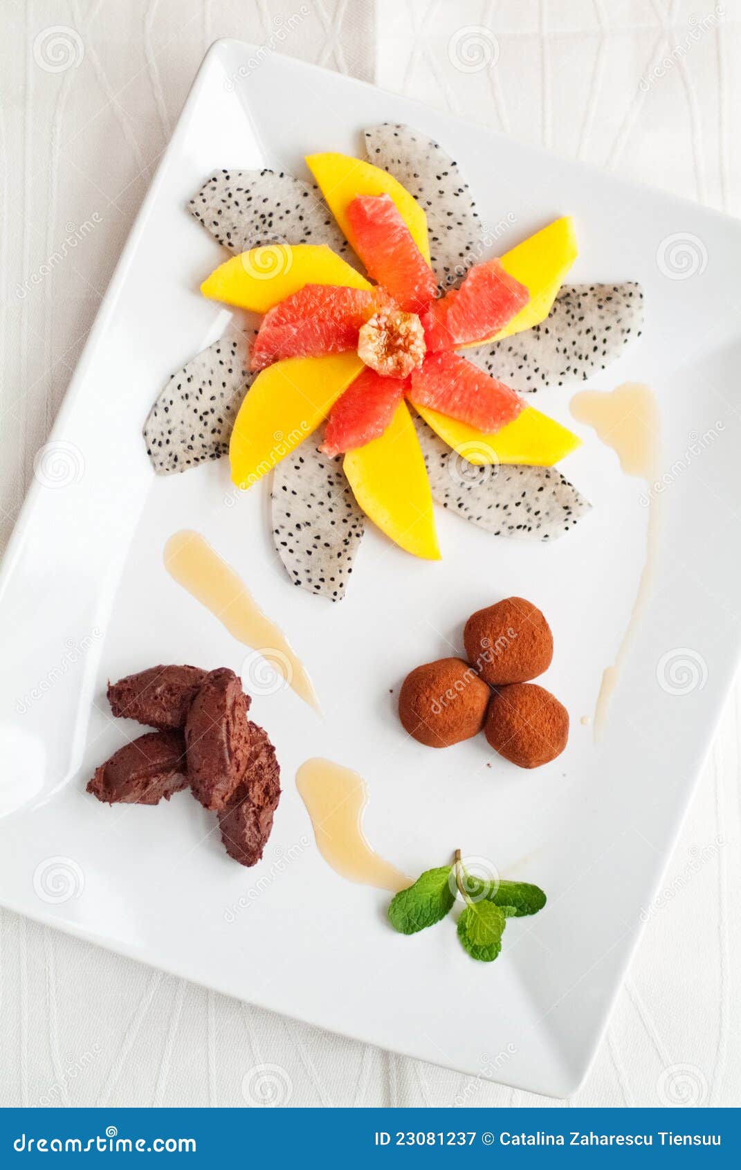 Luxury Dessert with Chocolate and Fruits Stock Image - Image of table ...