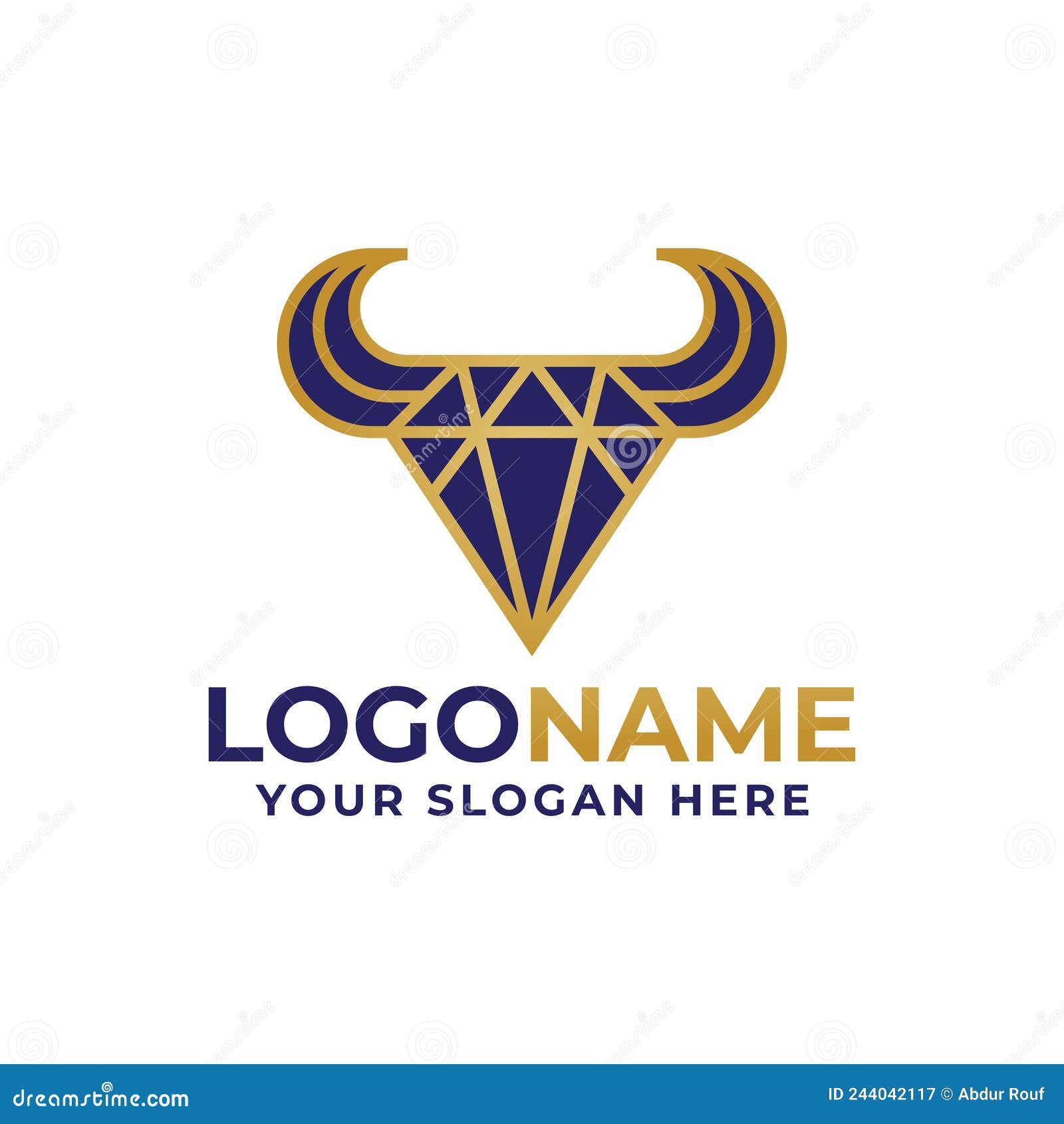 Diamond bull logo design stock vector. Illustration of flat - 244042117