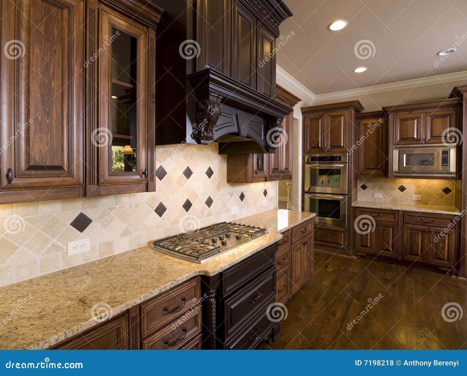 Luxury Diamond Tile Kitchen Corner Stock Photo - Image of appliance ...