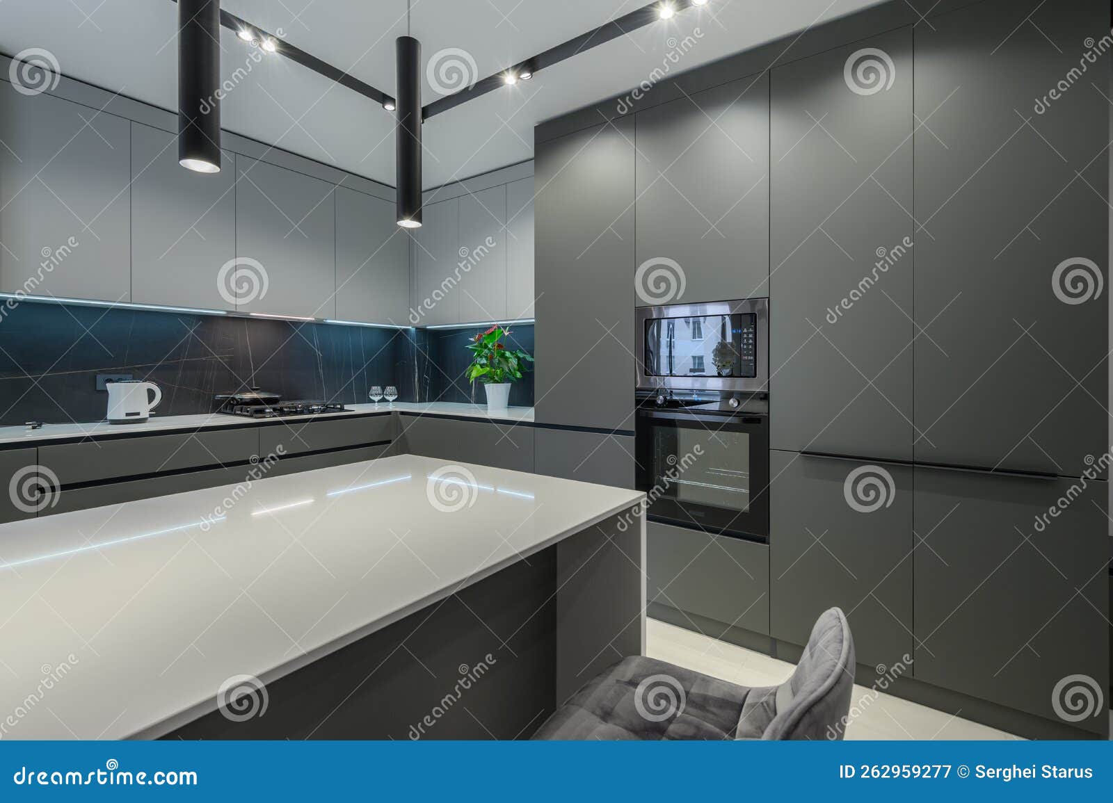 Luxury Dining Room and Kitchen in Studio Apartment Stock Image - Image ...
