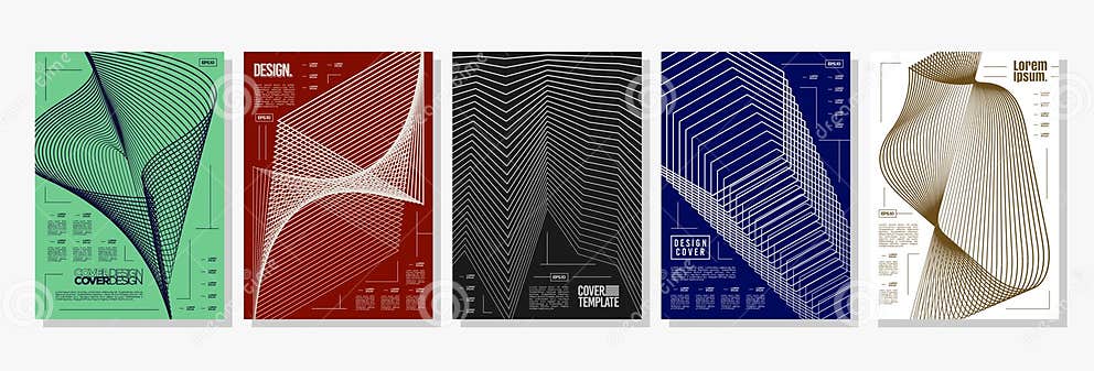 Luxury Dynamic Sharp Blend Line Abstract Cover Design Bundle Stock ...
