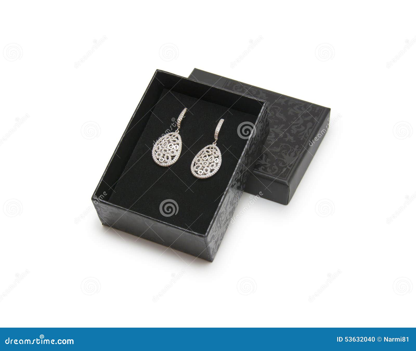 Luxury earrings in box stock photo. Image of case, shot - 53632040