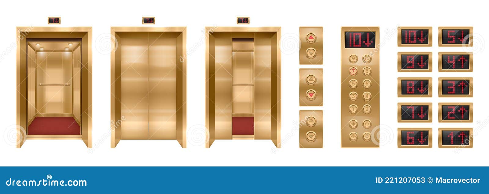 Luxury Elevator Elements Collection Stock Vector - Illustration of ...