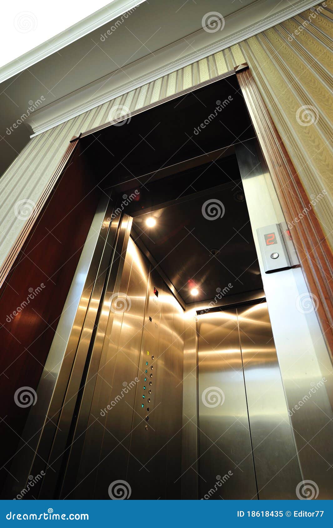 Modern Elevator with Open Doors Stock Image - Image of style, escalator ...