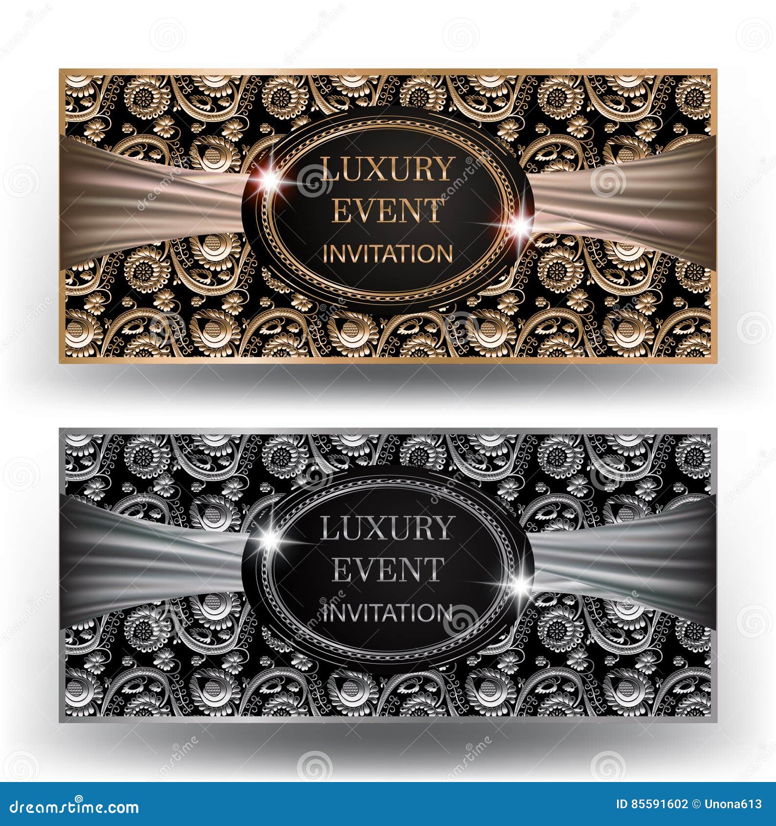 LUXURY EVENT INVITATION BANNERS WITH RETRO FRAME, CROWN And FABRIC ...