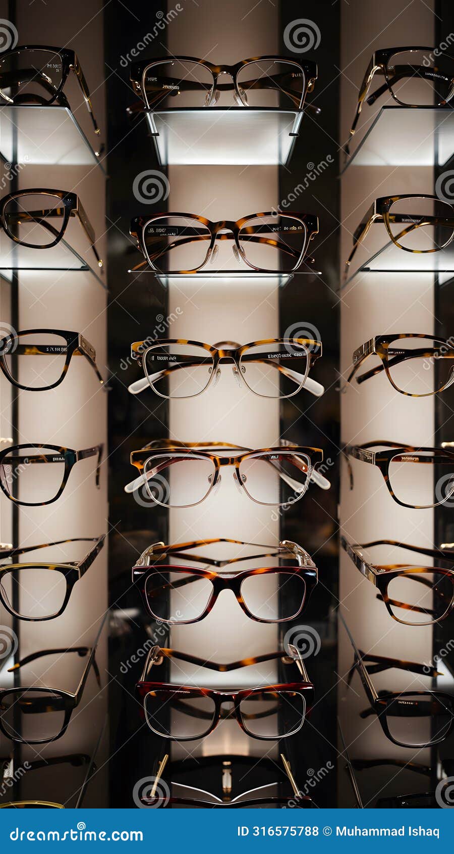 Luxury Eyeglass Collection Elegantly Displayed at Opticians Store Stock ...