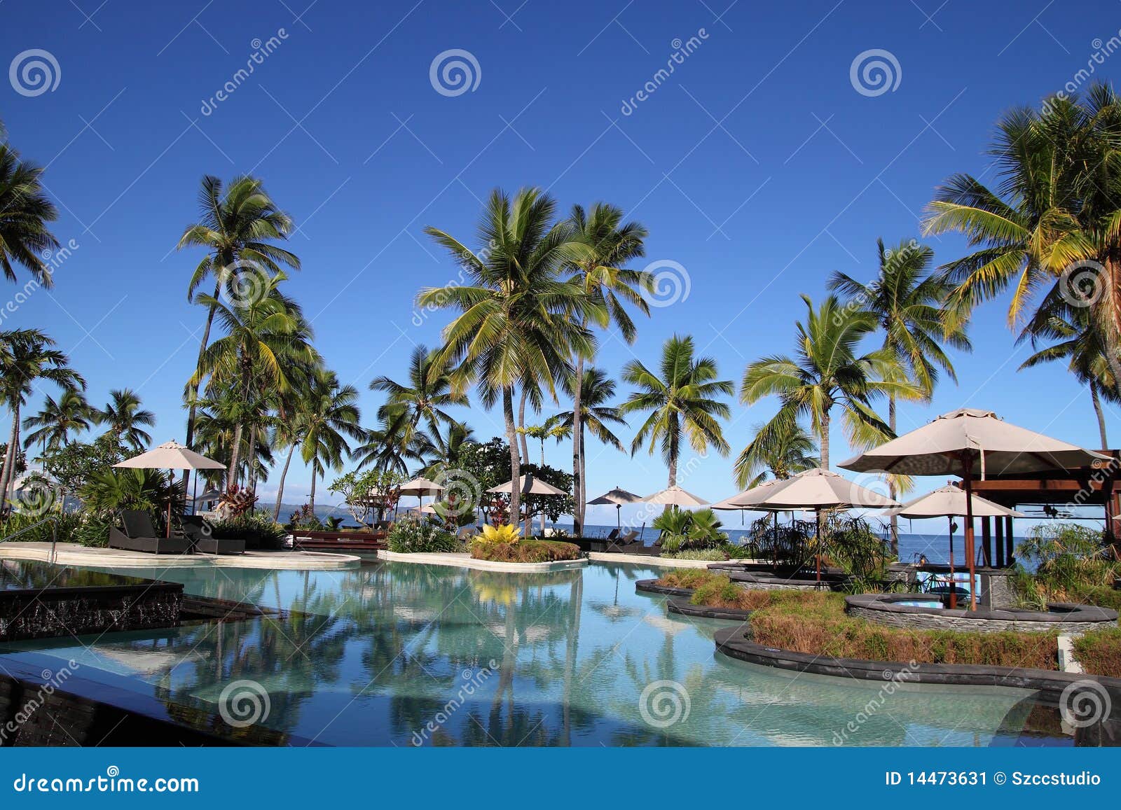 A Luxury Fijian Resort With Coconut Trees Royalty-Free Stock ...