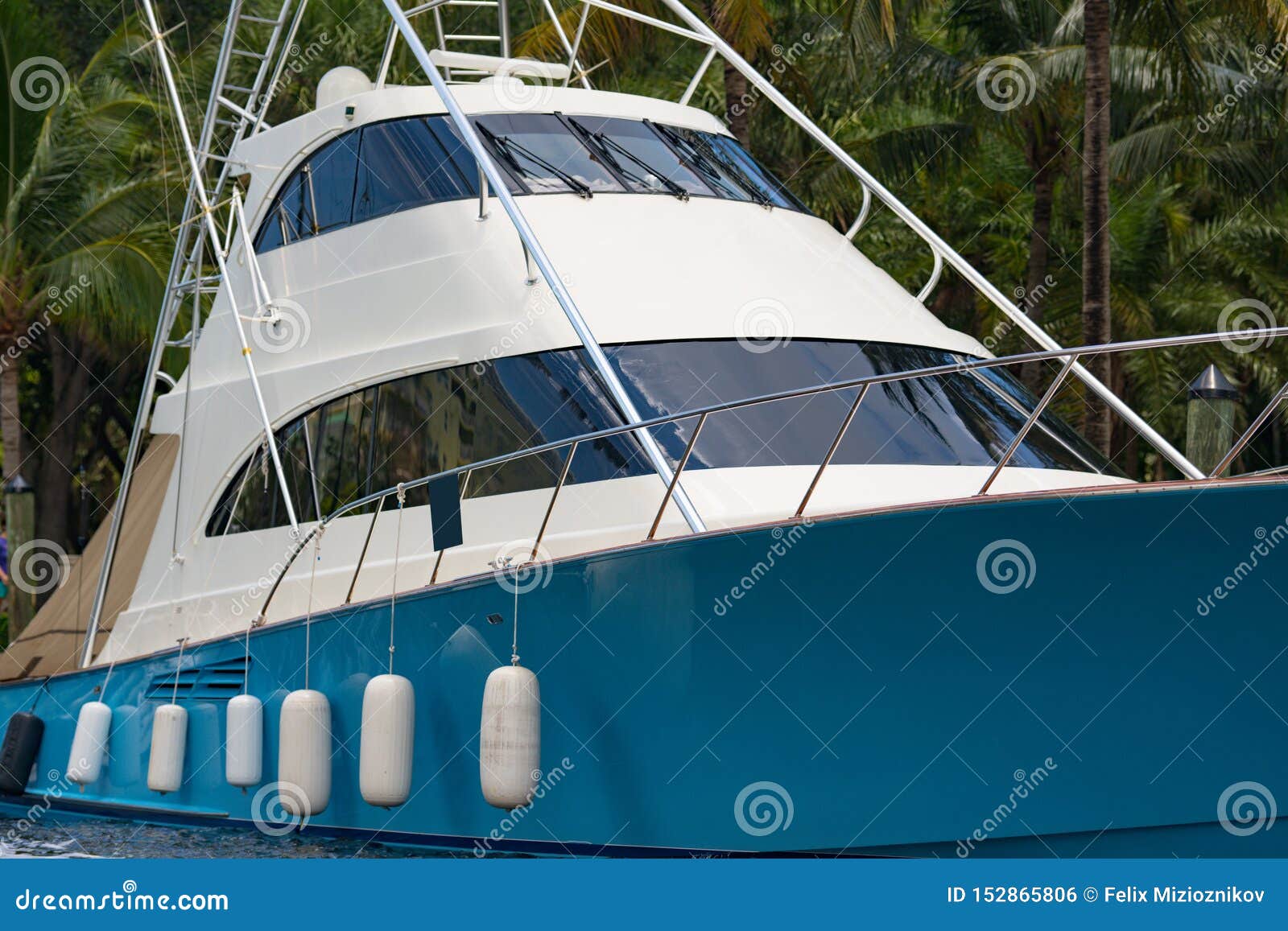Luxury Fishing Boat with Blue Hull Editorial Photo - Image of boat ...