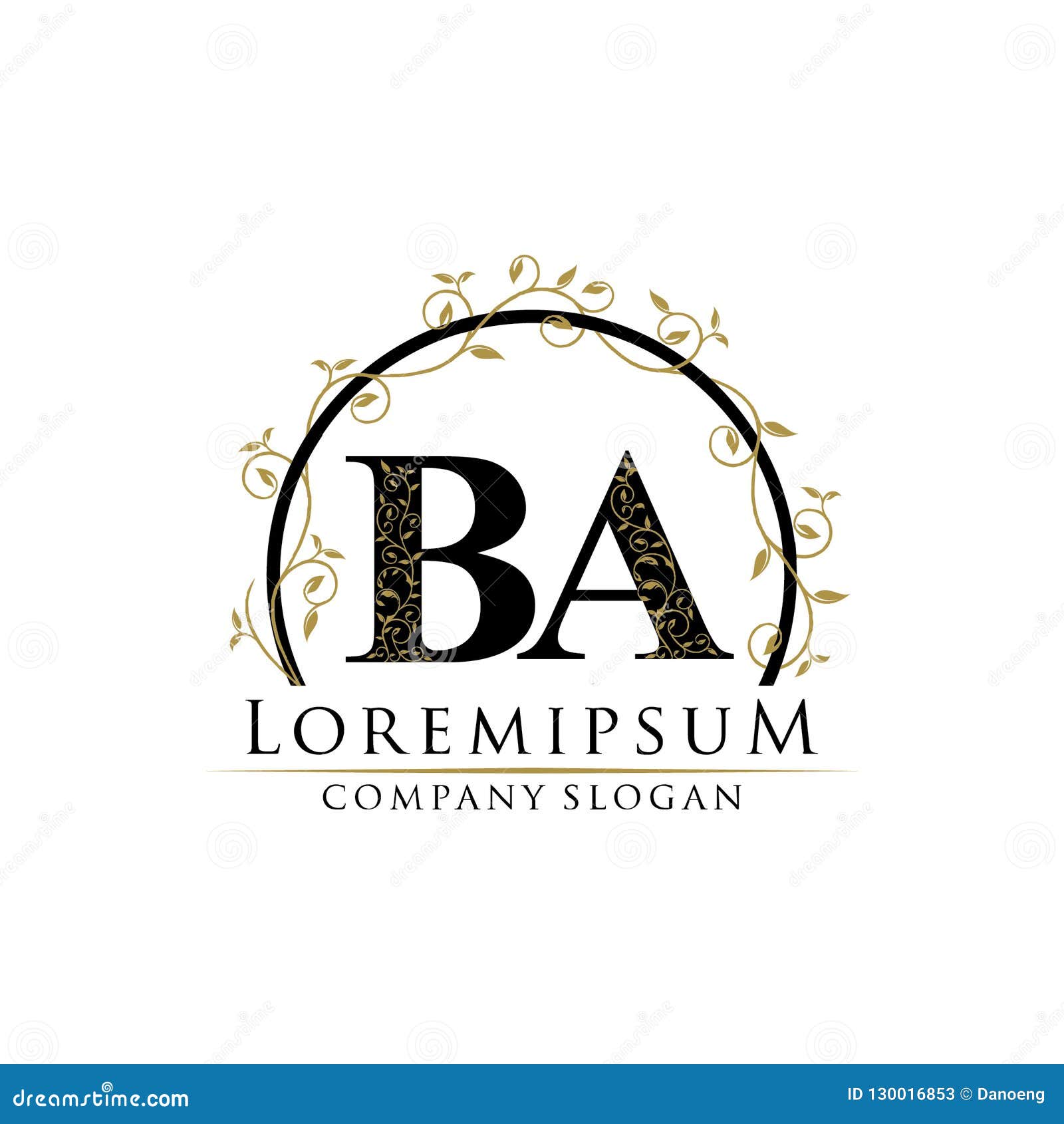 Luxury Floral Crests BA Letter Logo Stock Illustration - Illustration ...