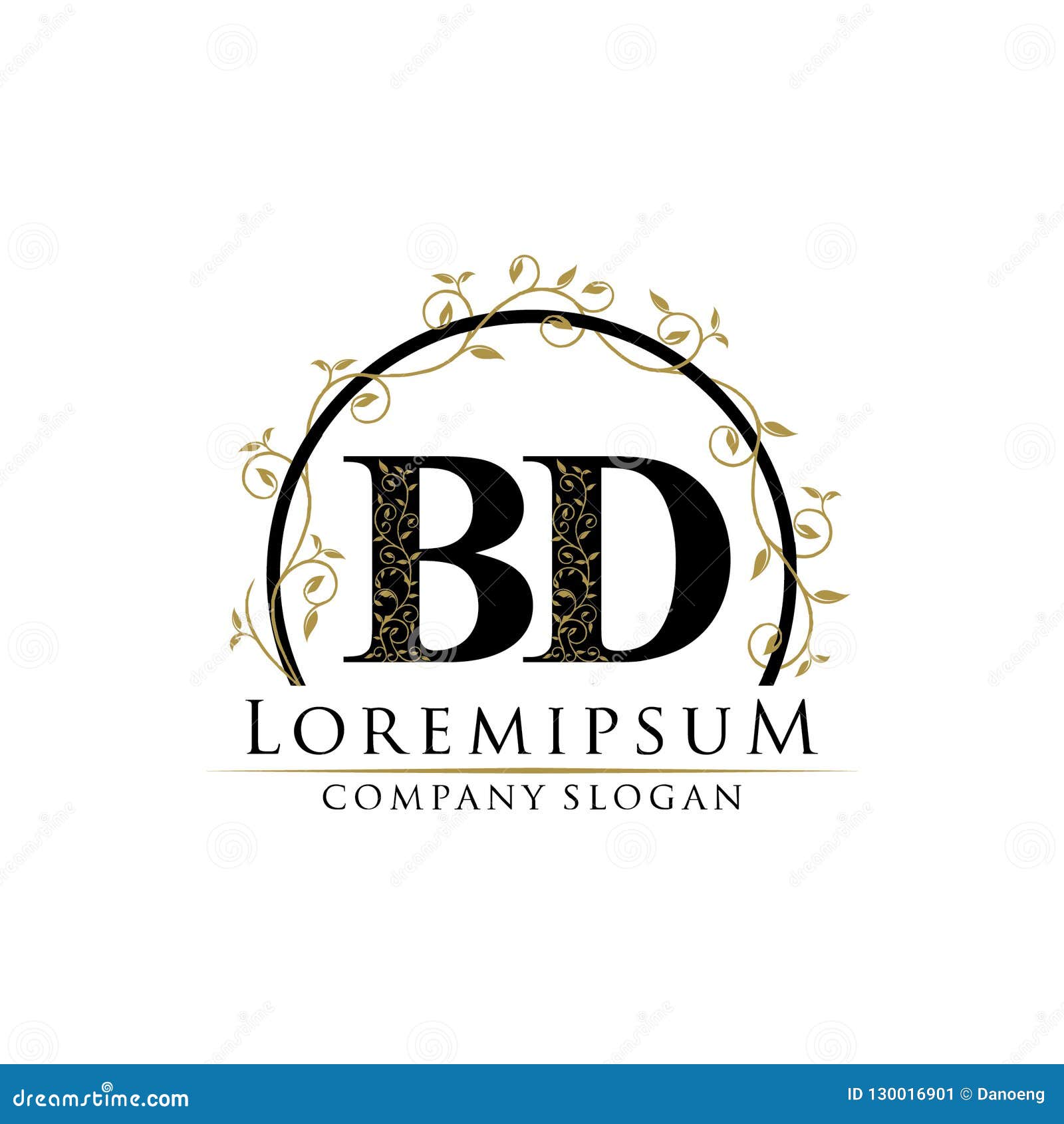 Luxury Floral Crests BD Letter Logo Stock Illustration - Illustration ...