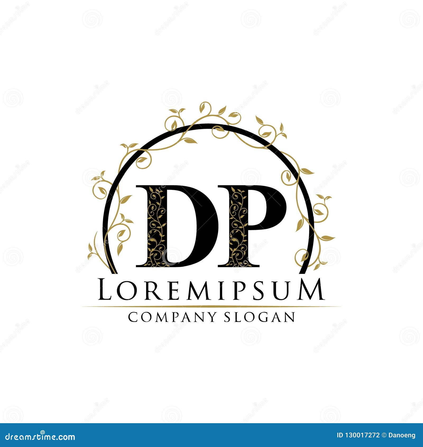 Luxury Floral Crests DP Letter Logo Stock Illustration - Illustration ...
