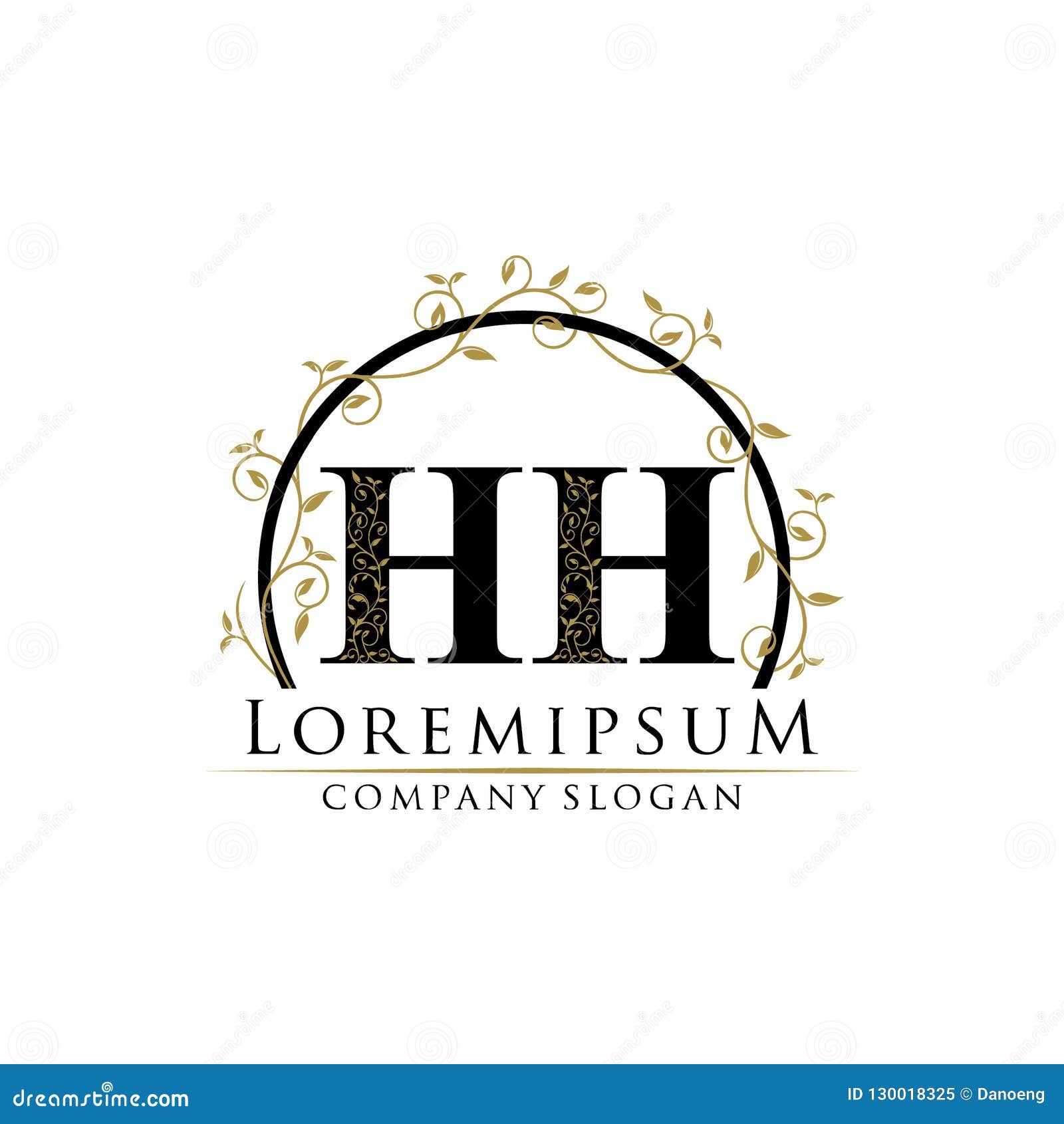 Luxury Floral Crests HH Letter Logo Stock Illustration - Illustration ...