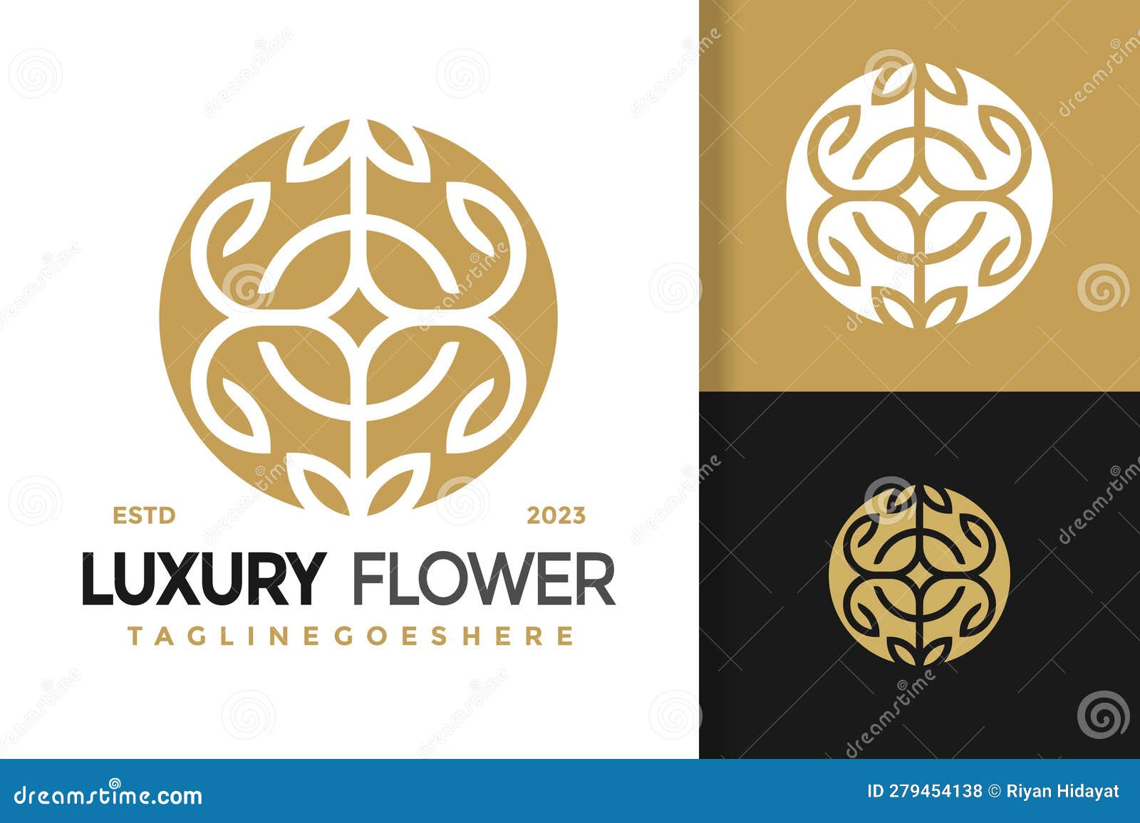 Luxury Flower Elegant Logo Vector Icon Illustration Stock Vector ...