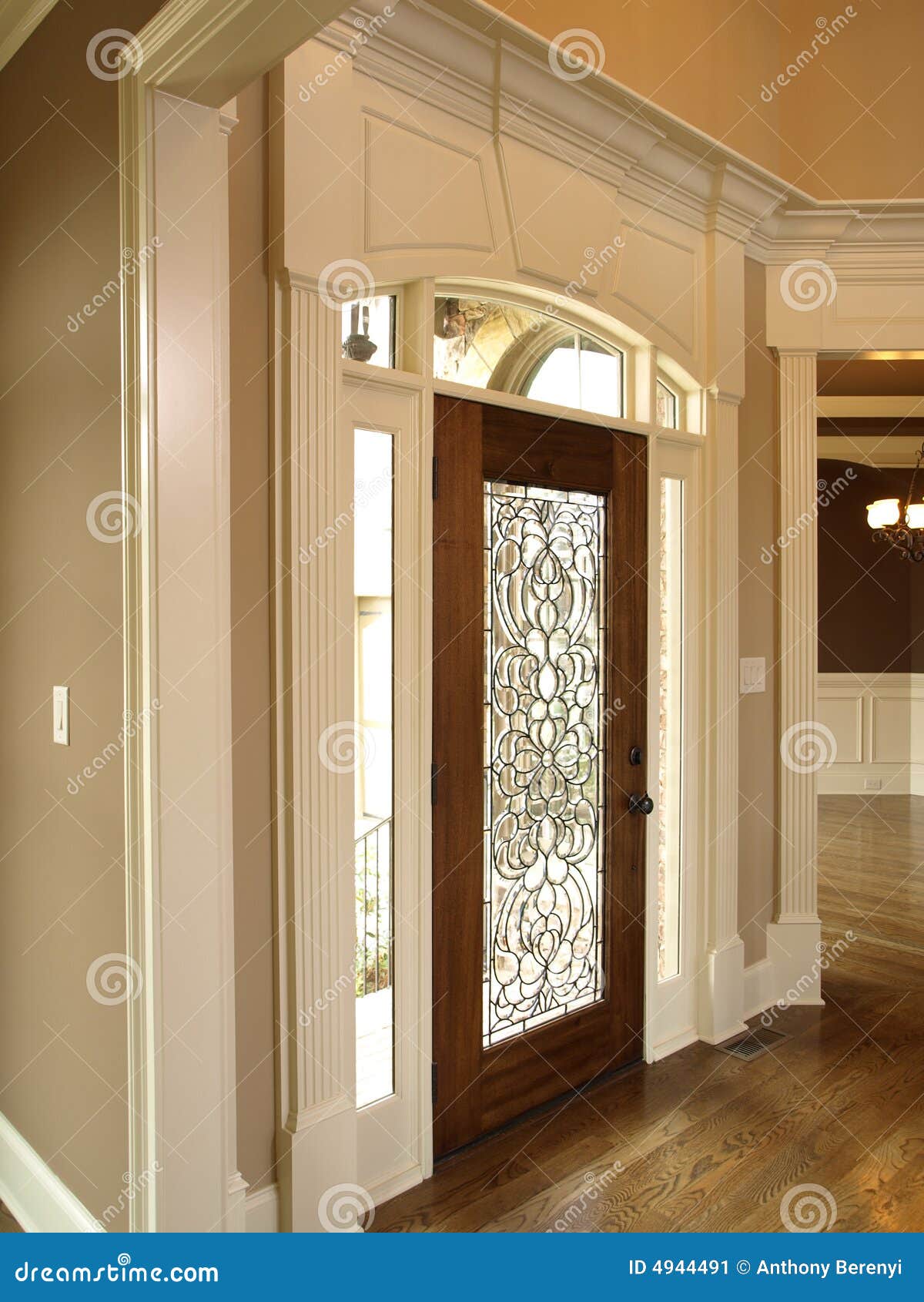 Luxury Foyer with Glass Door 4 Stock Image - Image of white, foyer: 4944491