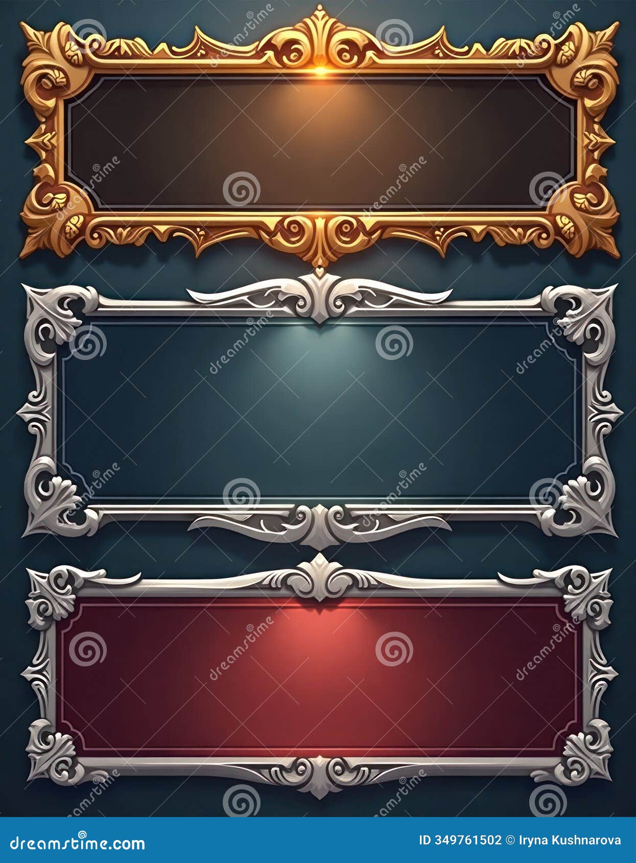 Luxury Game Ui Elements. Decorative Borders for Video Games. Elegant ...