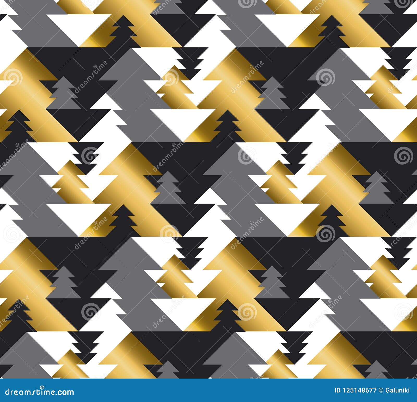 Luxury Geometric Christmas Tree Seamless Pattern Stock Vector ...