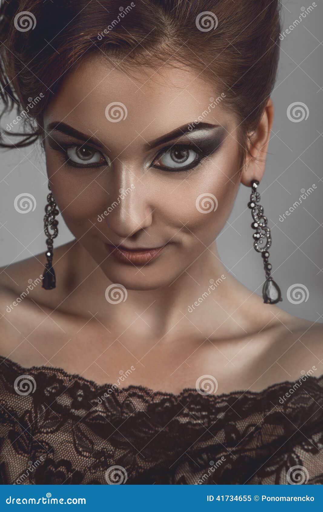 Luxury Girl With Sly Look In Grey Background Royalty-Free Stock ...