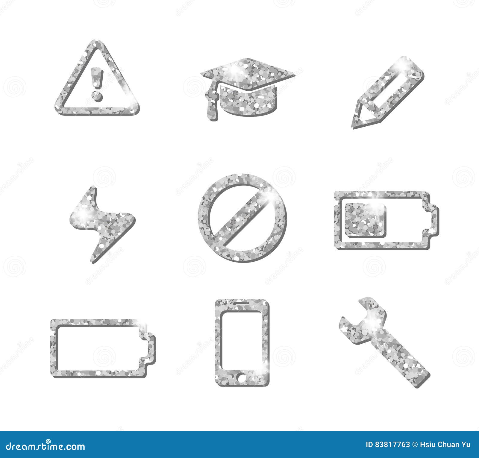 Luxury Glittering Shining Silver Web Site Icon Collection Stock Vector ...