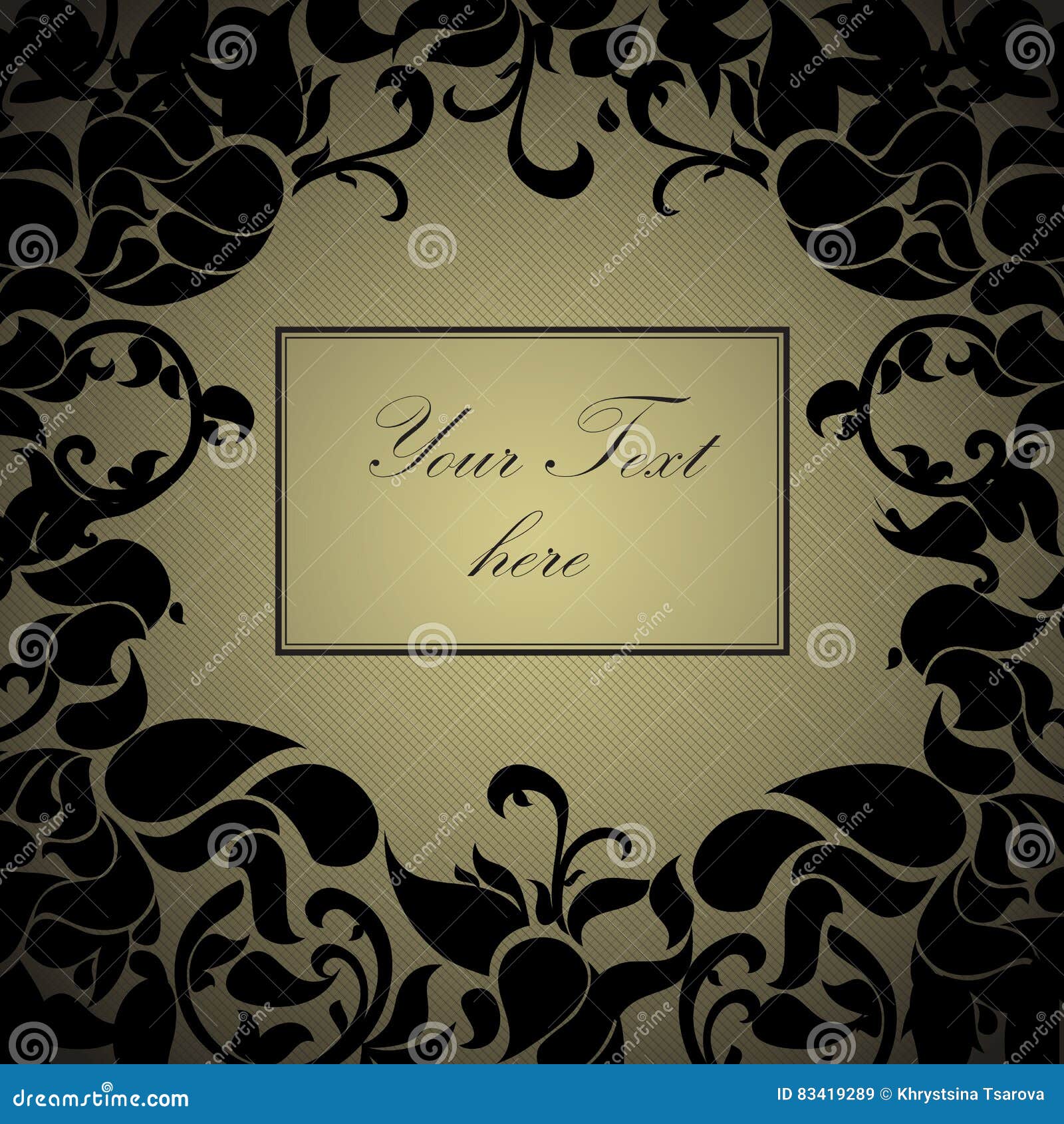 Luxury Gold&black Floral Frame with Text. Stock Vector - Illustration ...