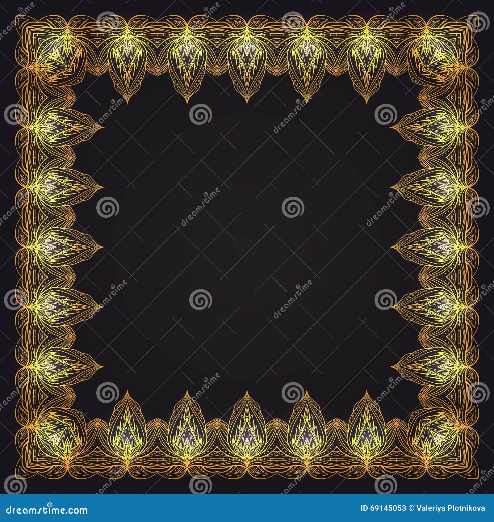 Luxury Gold Frame with Boho Pattern. Stock Vector - Illustration of ...