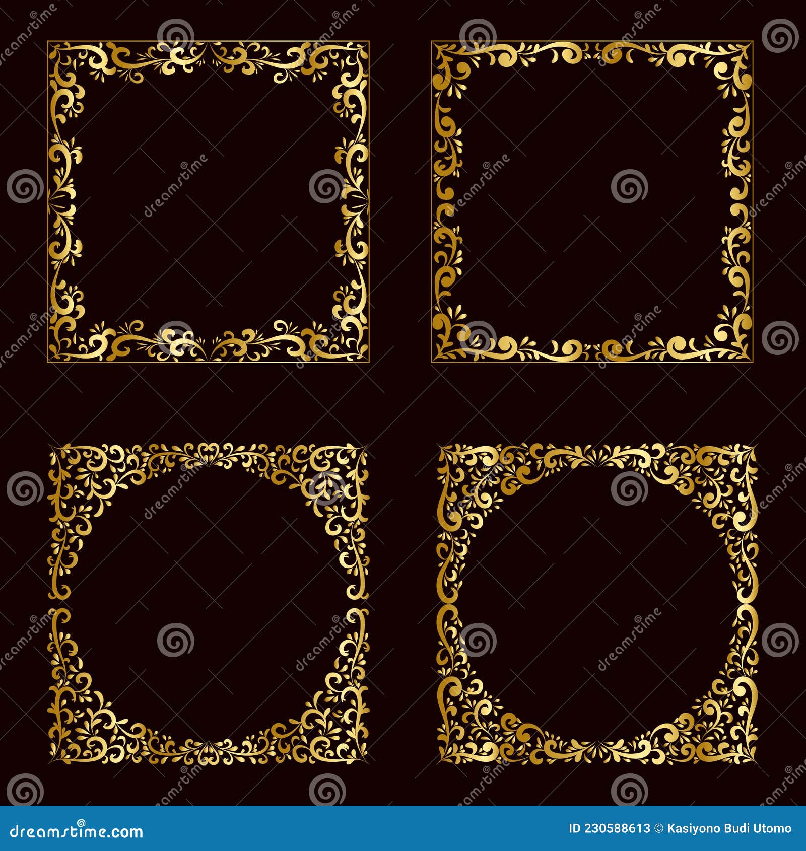 Luxury Gold Frame Border Set Stock Vector - Illustration of ornament ...