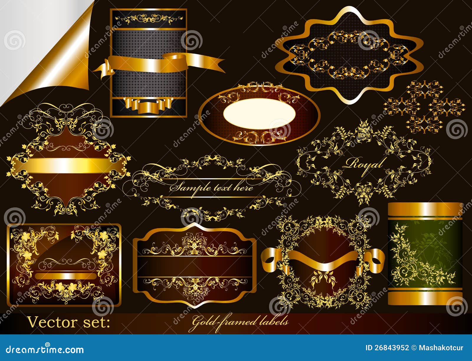 Luxury gold-framed labels stock vector. Illustration of aristocratic ...