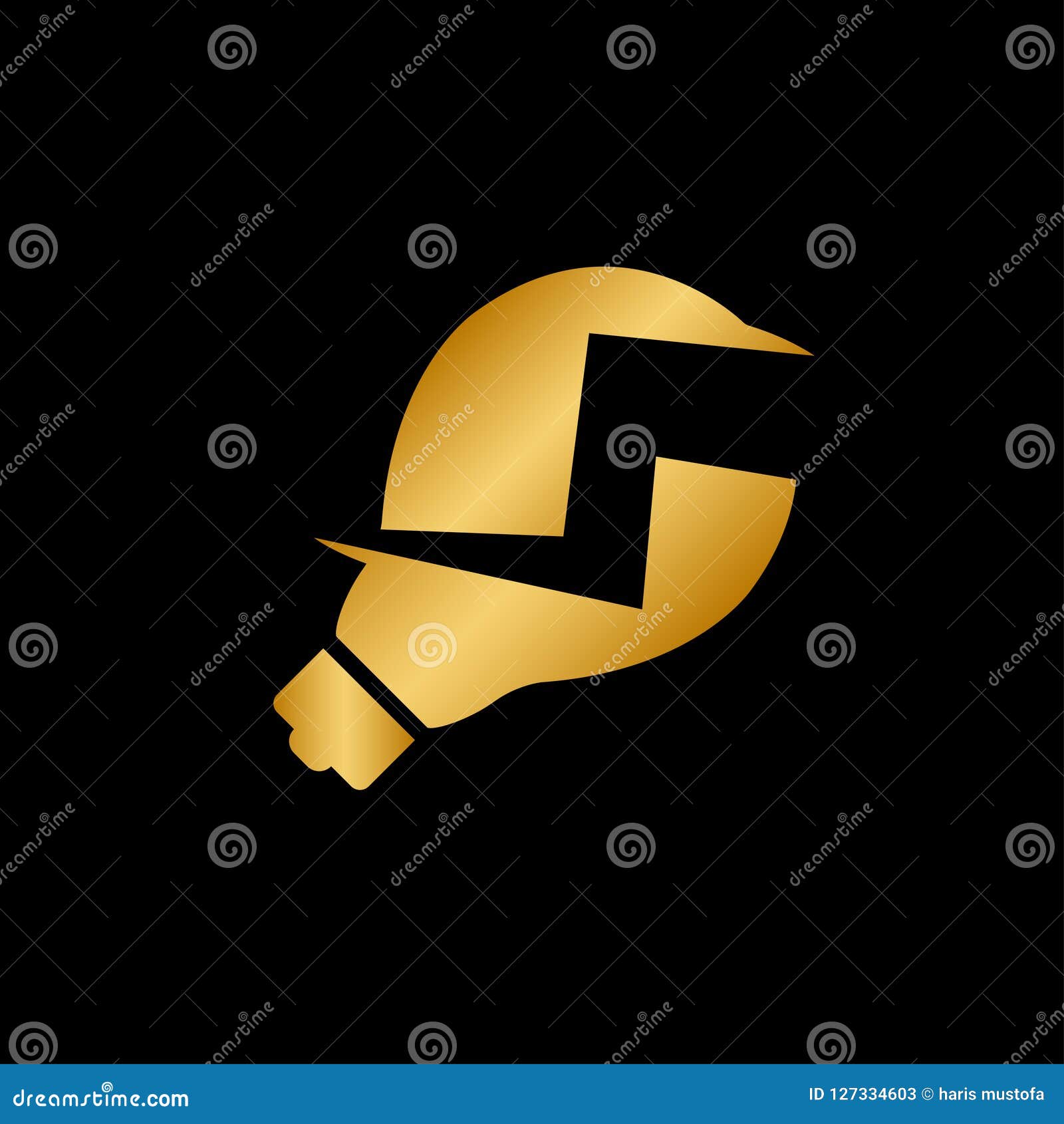 Luxury Gold Light Bulb and Lightning Logo Design Template Stock Vector ...