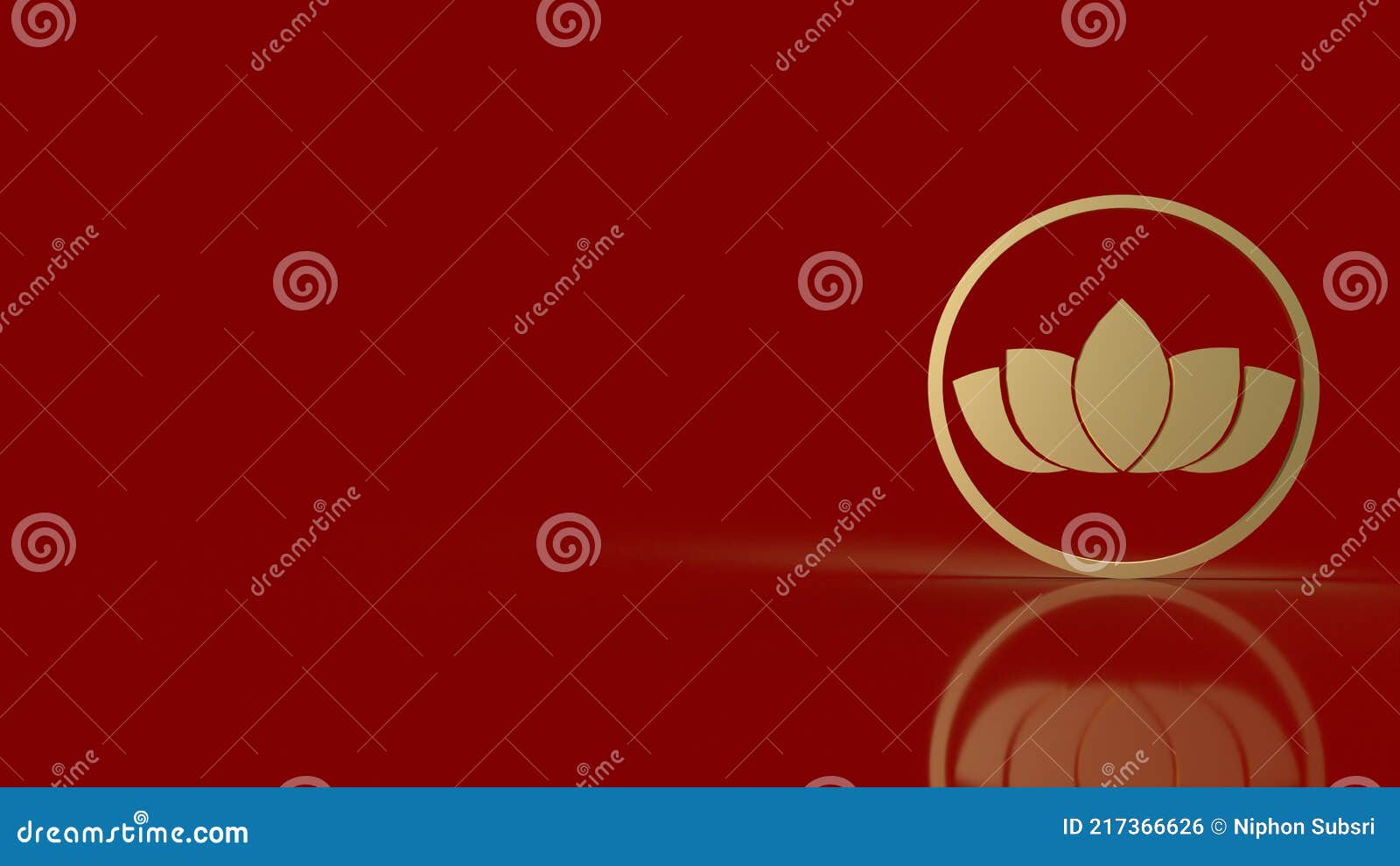 The Luxury Gold Lotus on Red Background 3d Rendering Stock Illustration ...