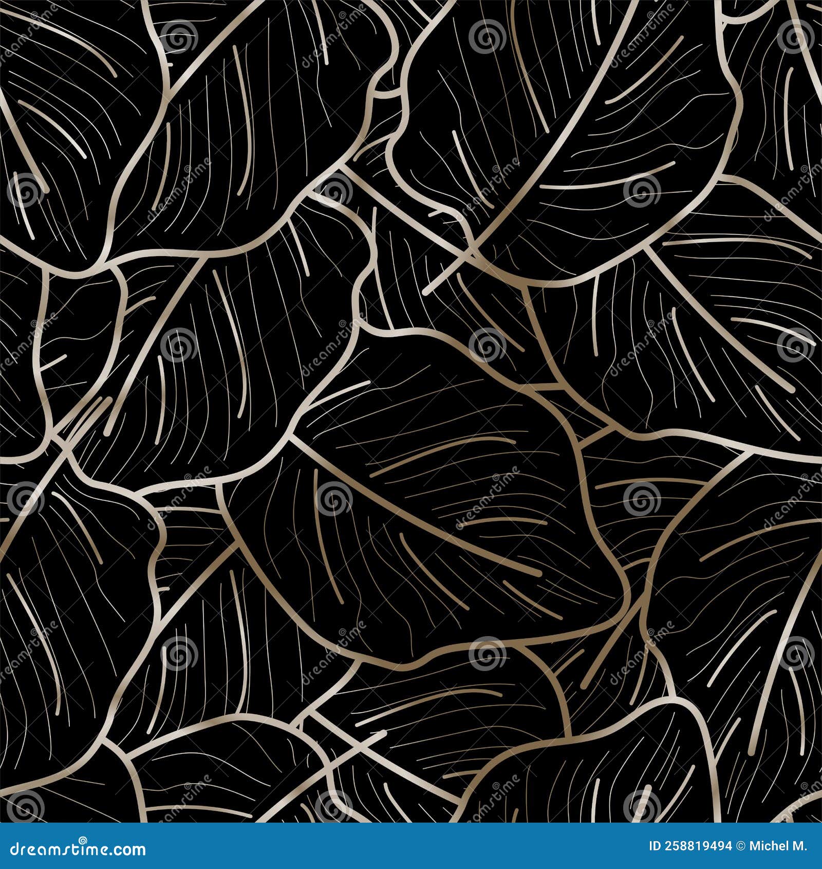 Luxury Gold and Nature Leaf Collage Pattern Seamless Stock Illustration ...