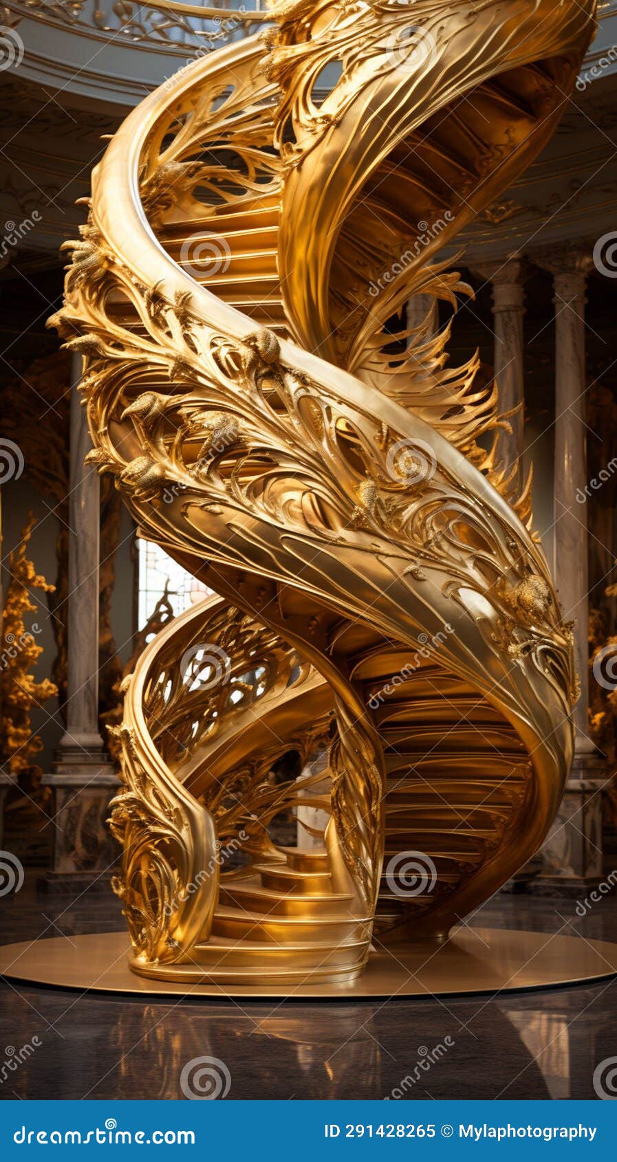 Luxury Gold Spiral Staircase Stock Illustration - Illustration of asia ...