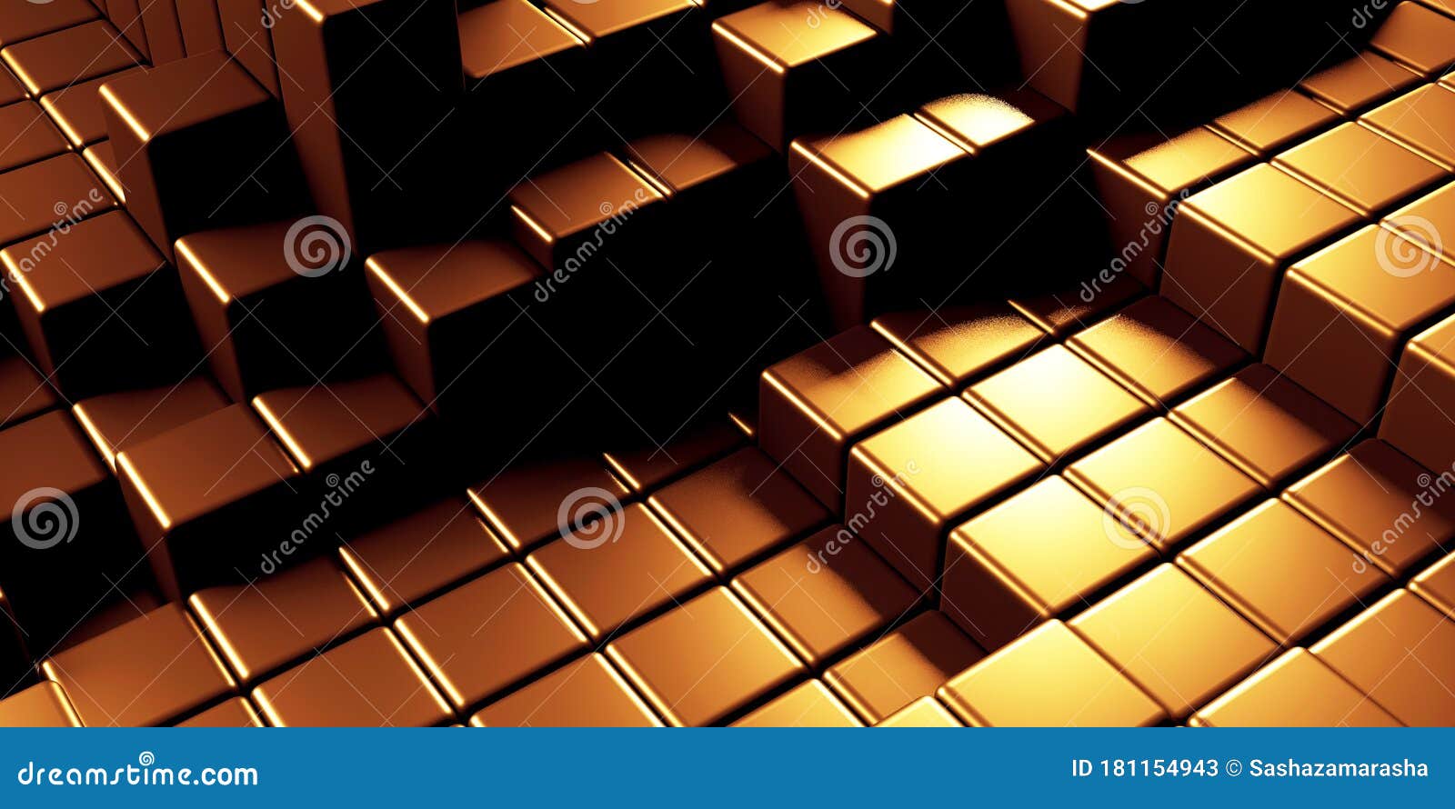 Luxury Golden Background. Gold Glossy Cubes Array Stock Illustration ...