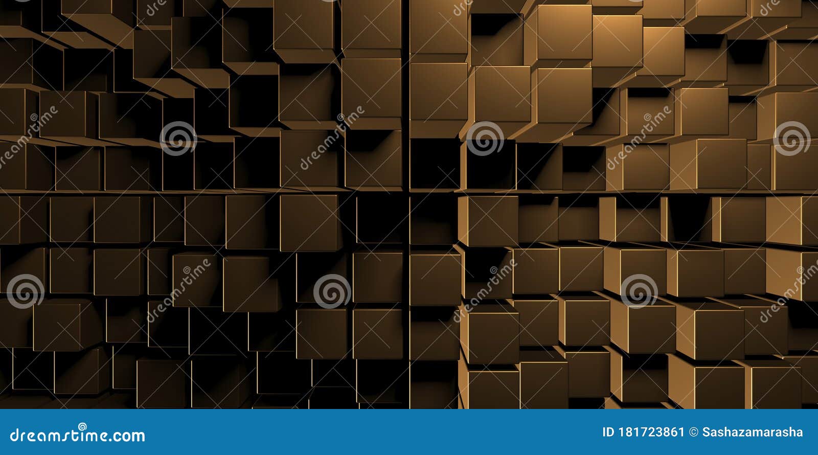 Luxury Golden Background. Gold Glossy Cubes Array Stock Illustration ...