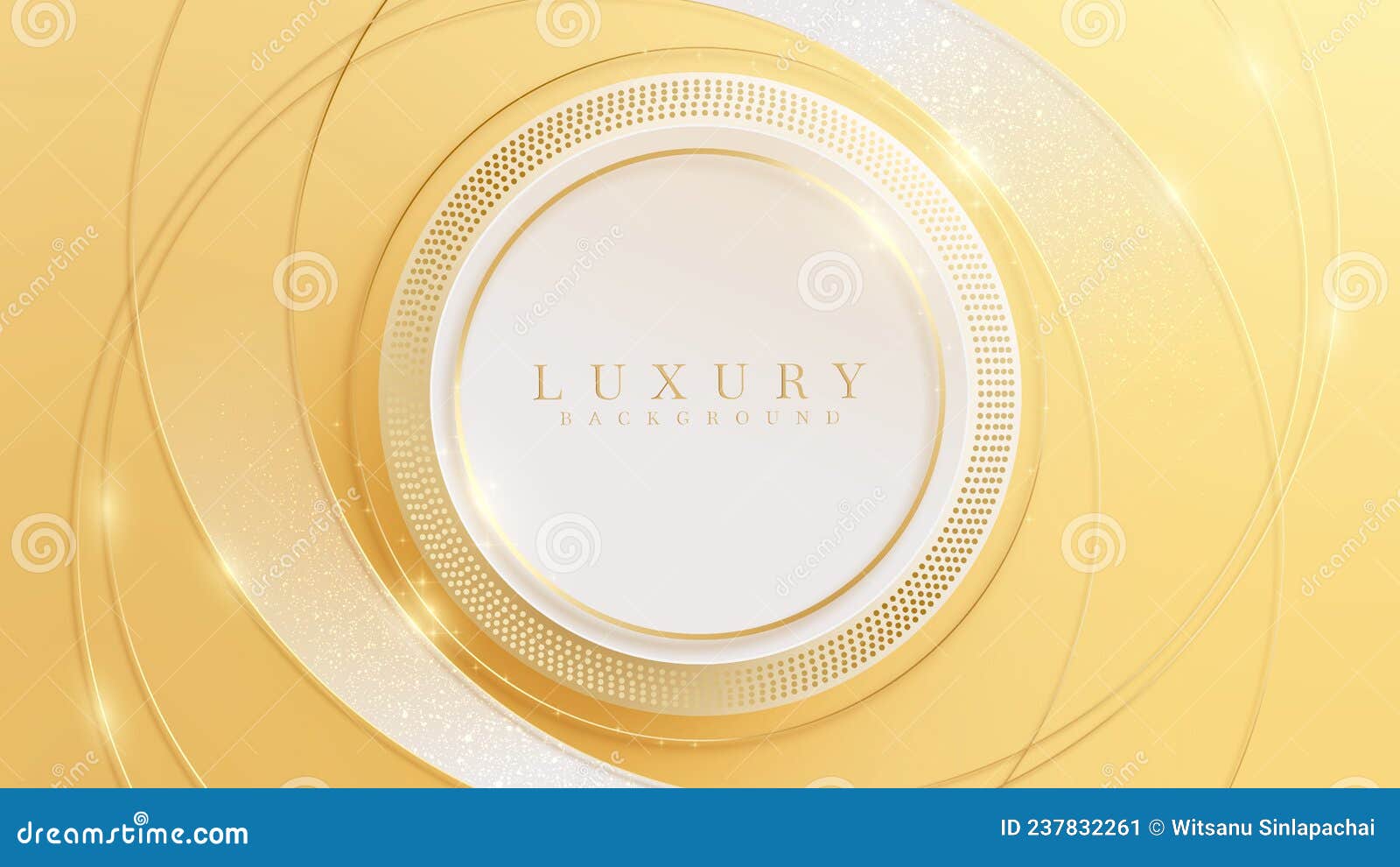 Luxury Golden Circle Frame Background with Sparkle Light Glittering ...