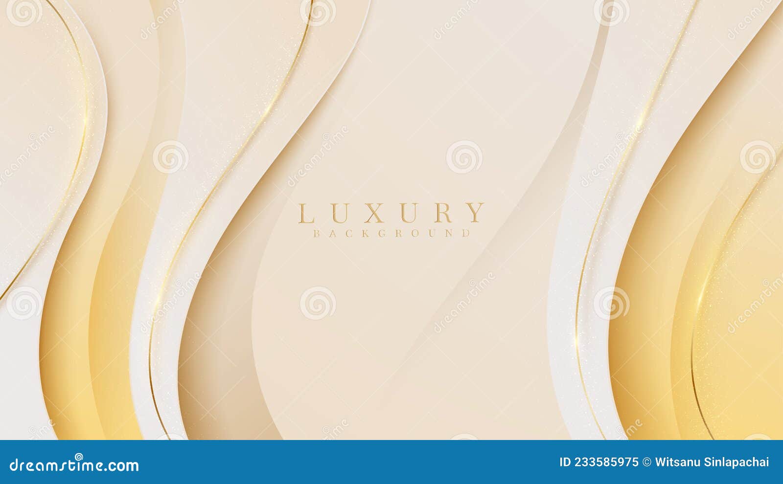 Luxury Golden Curve Line Background with Glitter Light Effect Elements ...
