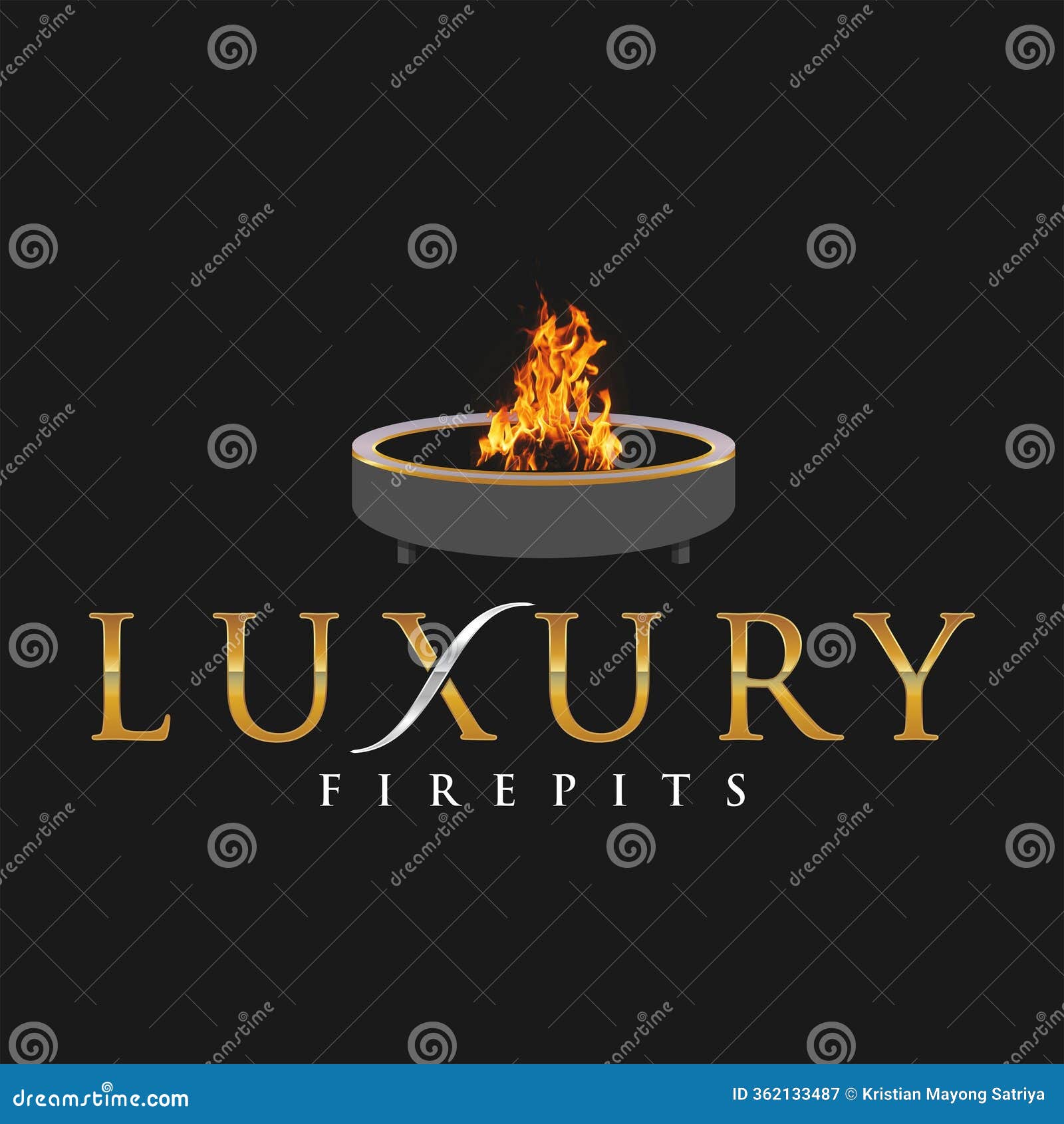Luxury Golden Fire Pit Logo Illustration Stock Illustration ...