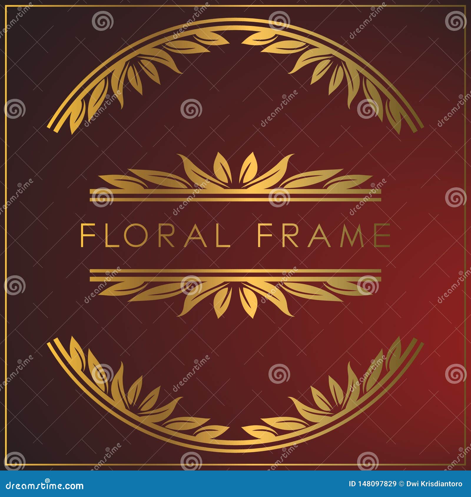 Luxury Golden Floral Ornament Frame Design. Gold Frame Background ...