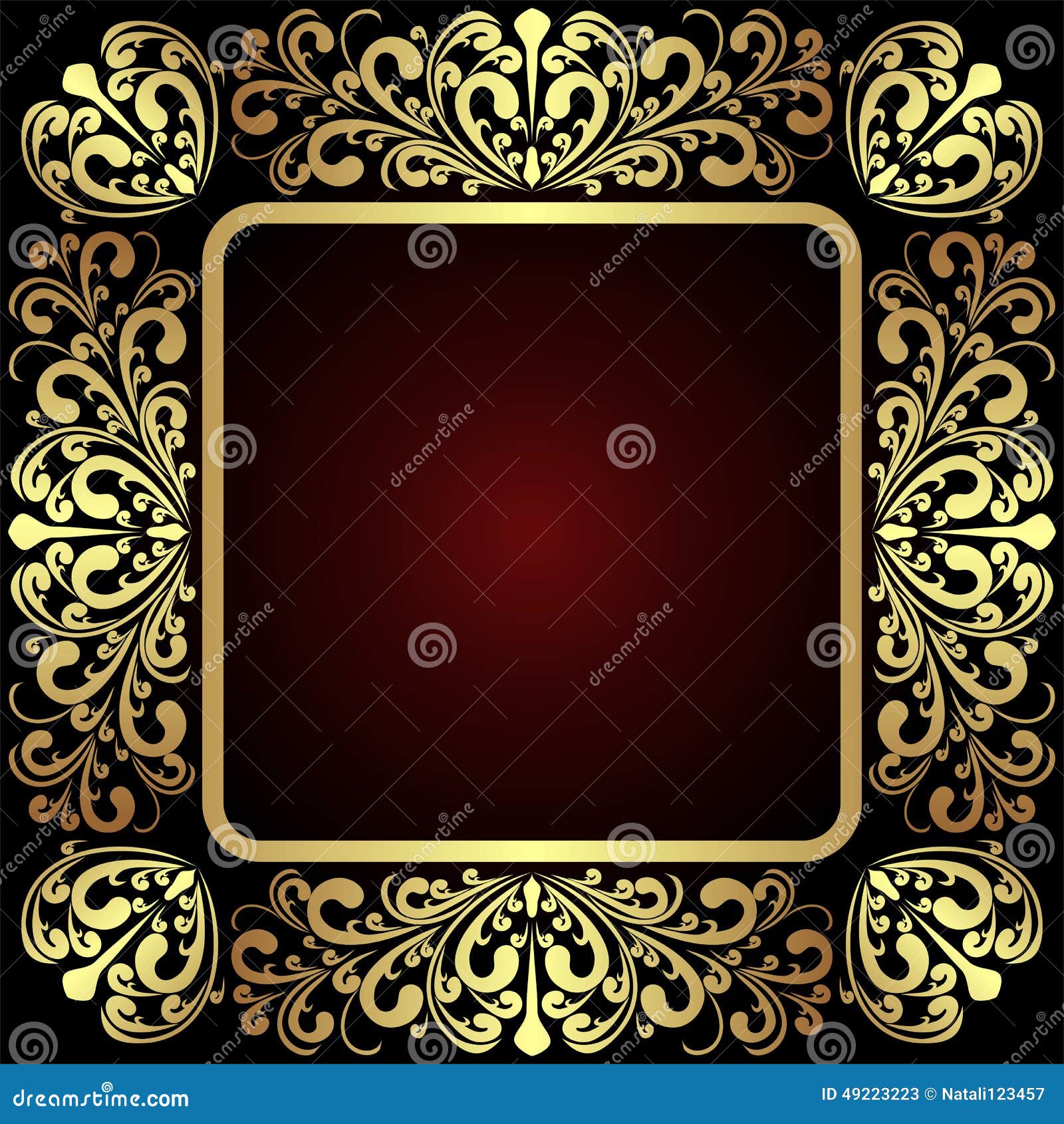 Luxury Golden Ornamental Frame on Dark Red. Stock Vector - Illustration ...
